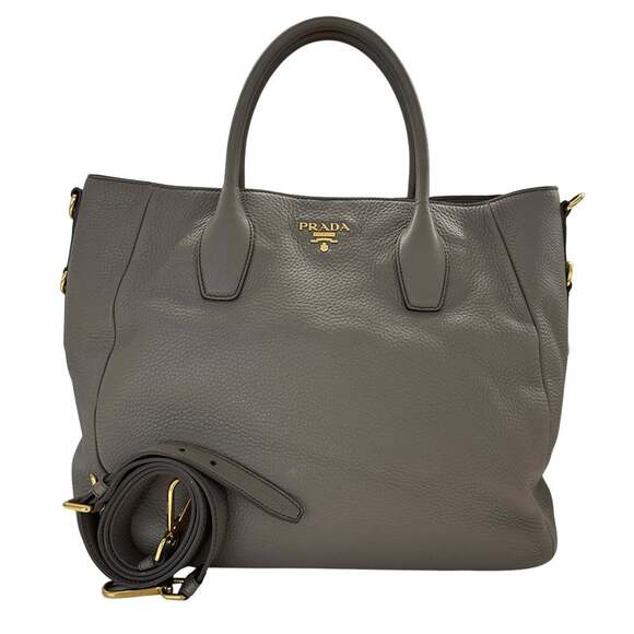 Prada | Bags | Prada Gray Leather Shoulder Bag | Poshmark